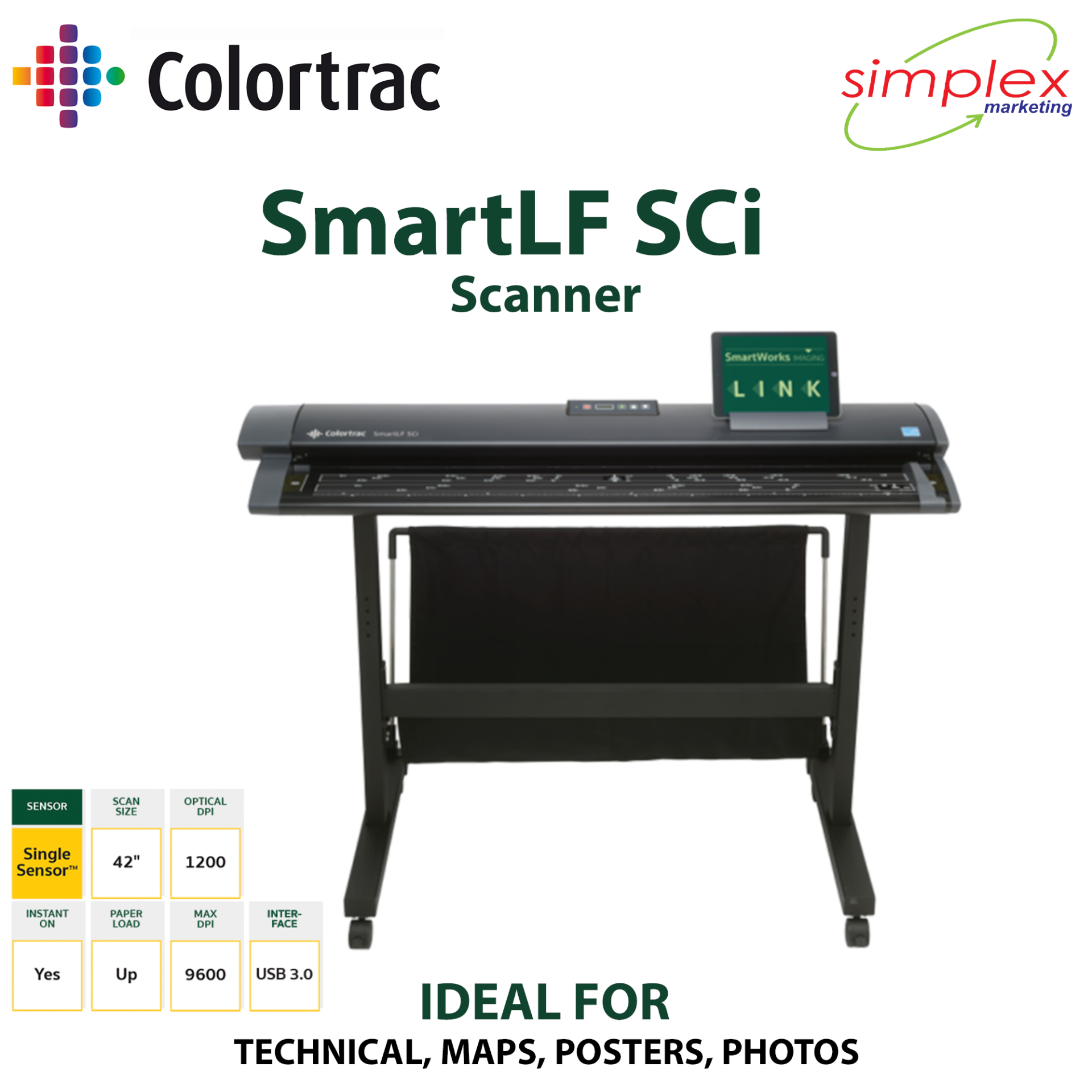 Large Format Scanner A0 / A1 / A2 Size – ColorTrac SmartLF Scanner