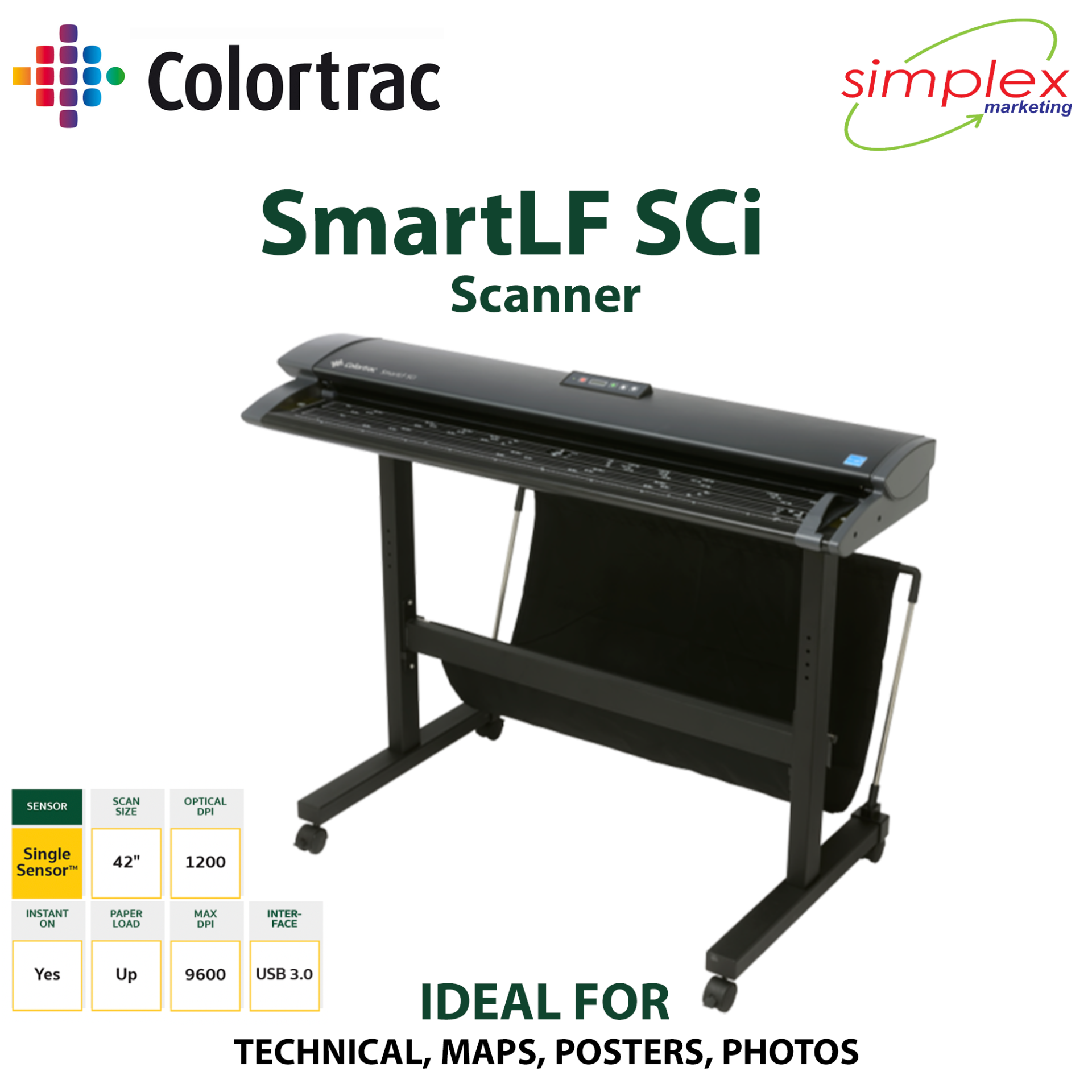 Large Format Scanner A0 / A1 / A2 Size – ColorTrac SmartLF Scanner